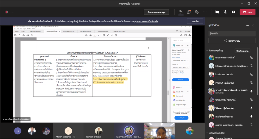 การประชุมคณะกรรมการพัฒนาสื่อ e-Learning เพื่อสนับสนุนการเรียนการสอนออนไลน์ ในรูปแบบ SRRU ...